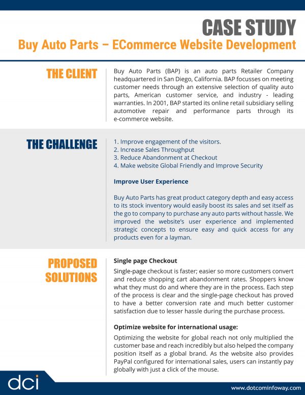 Buy Auto Parts – ECommerce Website Development Case Study - Dot Com Infoway